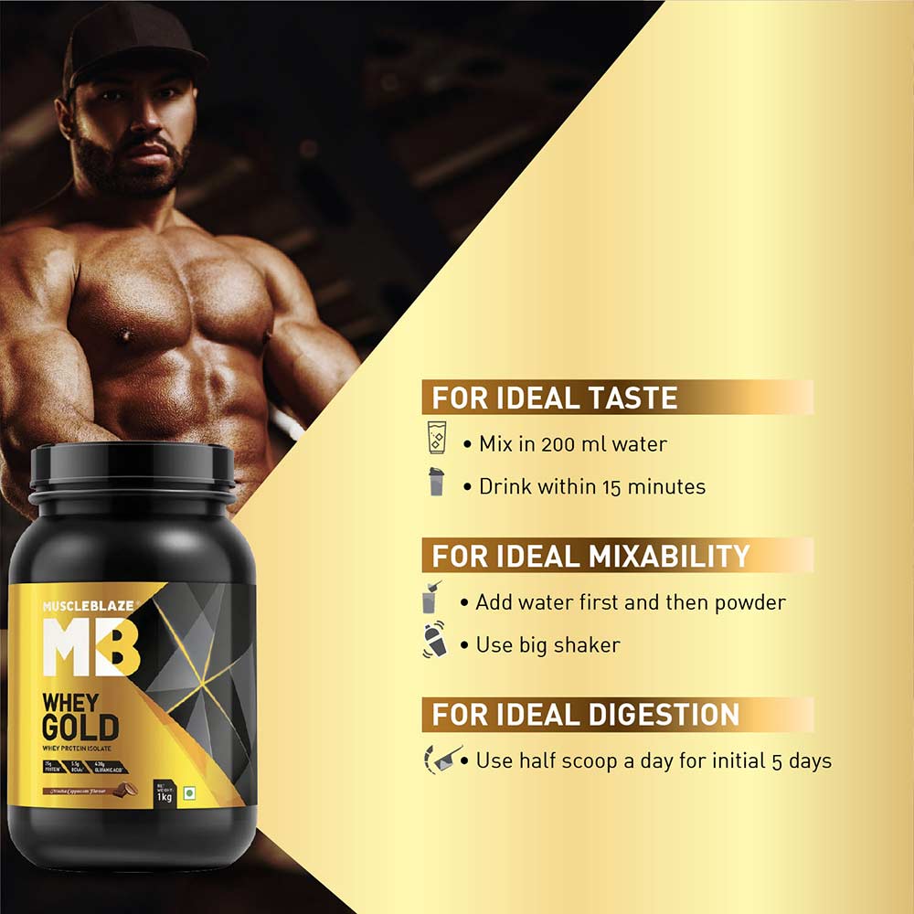 MuscleBlaze Whey Gold Protein Isolate - Mocha Cappuccino (1Kg / 2.2 lb)