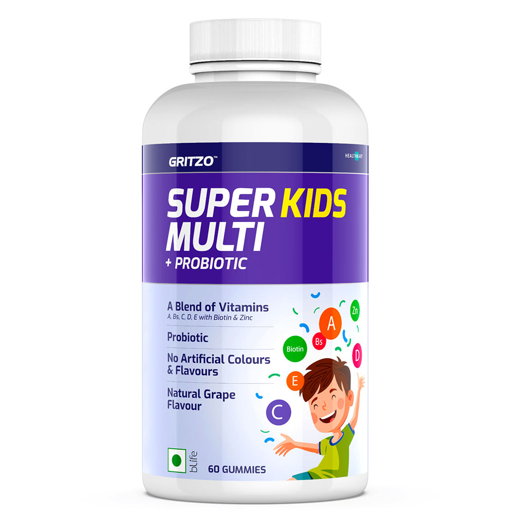 Gritzo Super Multivitamin + Probiotics Gummies for Kids Non-GMO ...
