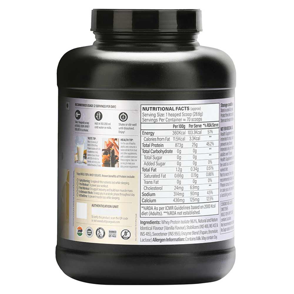 Build 100% Whey Isolate, 4.4 lb French Vanilla at Best Price in India ...