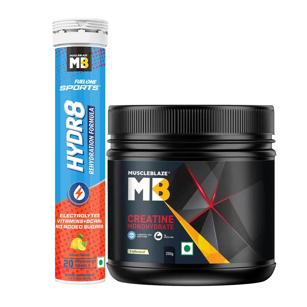 MuscleBlaze Creatine Monohydrate 0.55 lb & Fuel One Sports Hydr8 20 ...