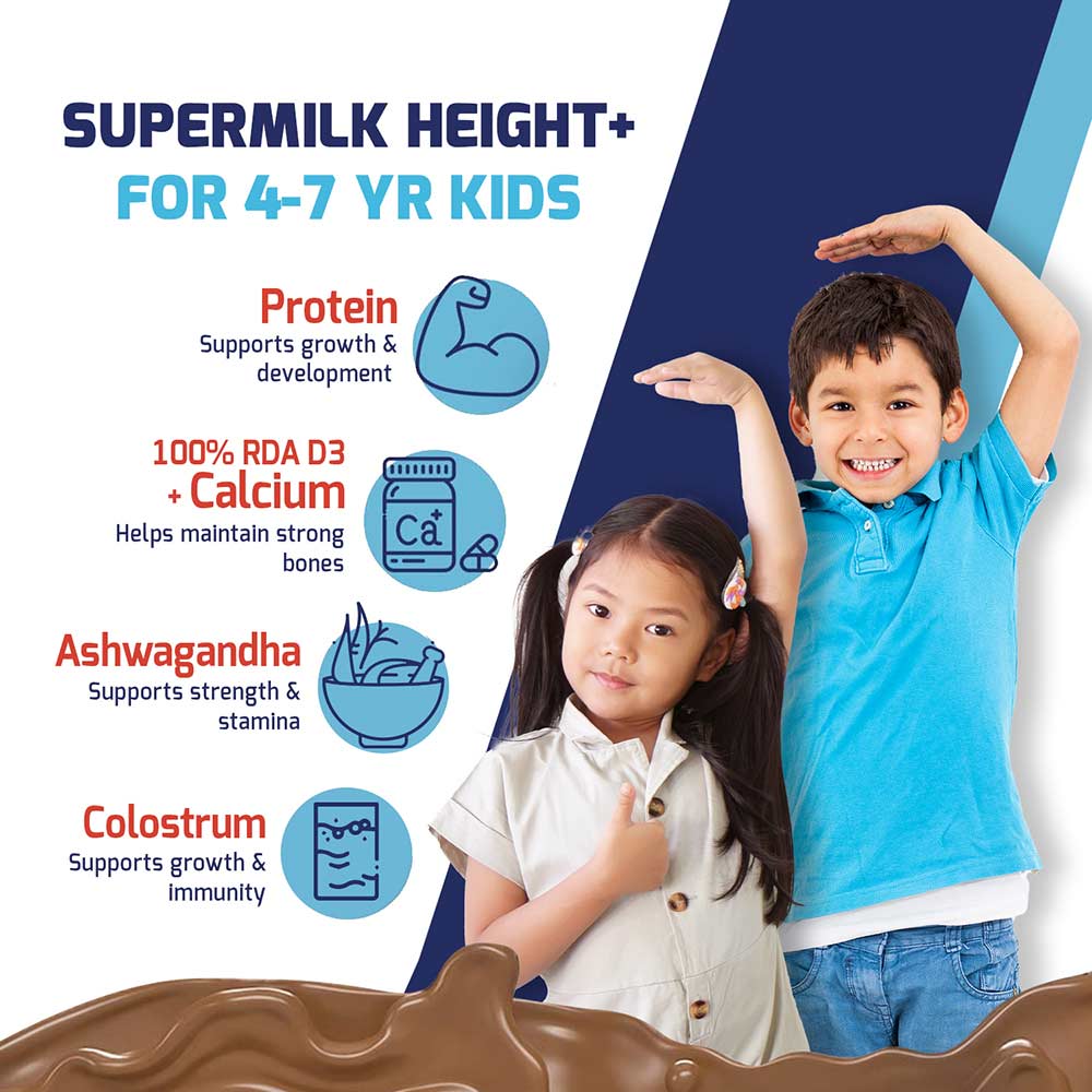 SuperMilk Height+ for 4-7 Yrs Personalized Protein & Nutrition Drink ...