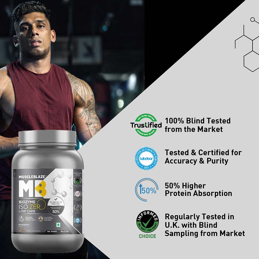 MuscleBlaze Iso Zero Whey Protein Isolate - (Low Carb Chocolate, 2 Kg ...