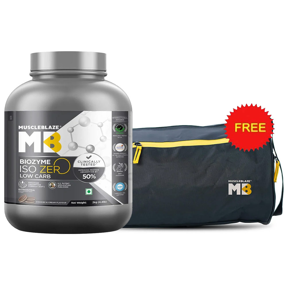 Biozyme Iso-Zero | 4.4 lb Low Carb Cookies & Cream | MuscleBlaze