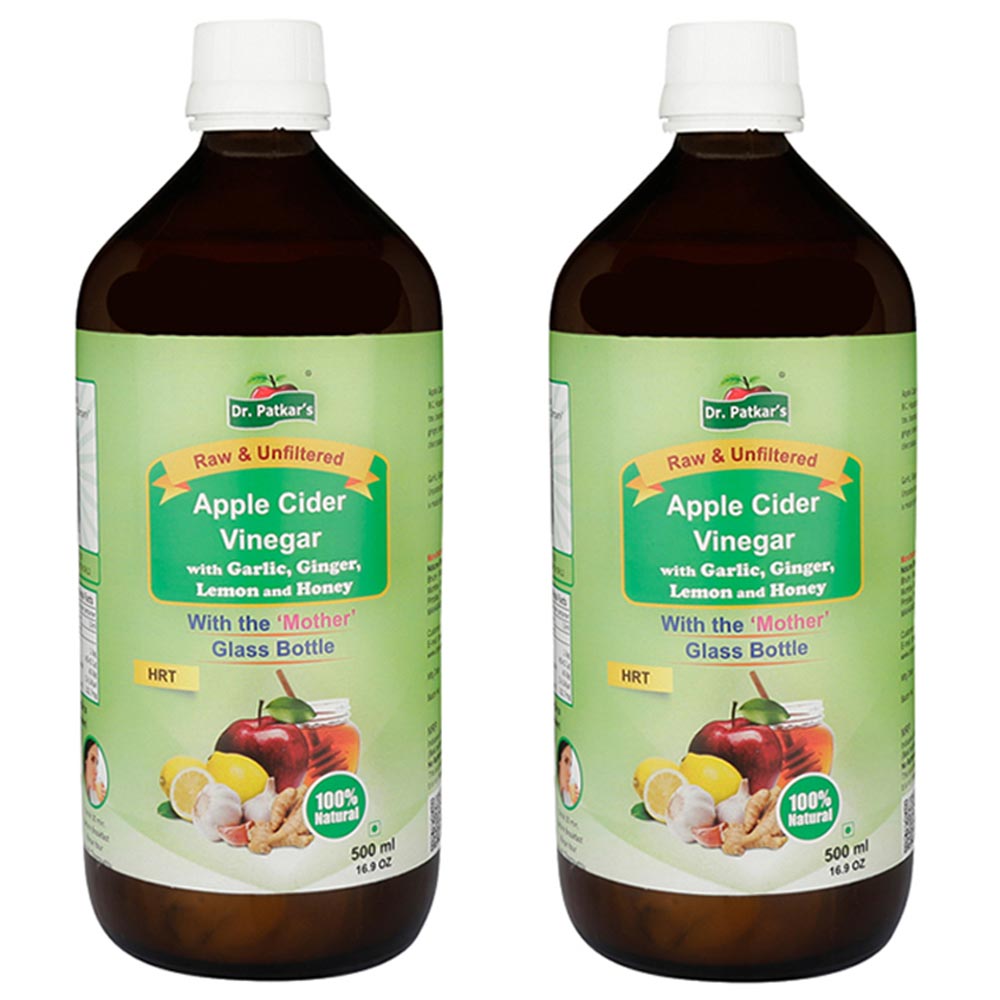 Dr. Patkar's Apple Cider Vinegar Pack of 2, 0.5 L Garlic, Ginger, Lemon ...